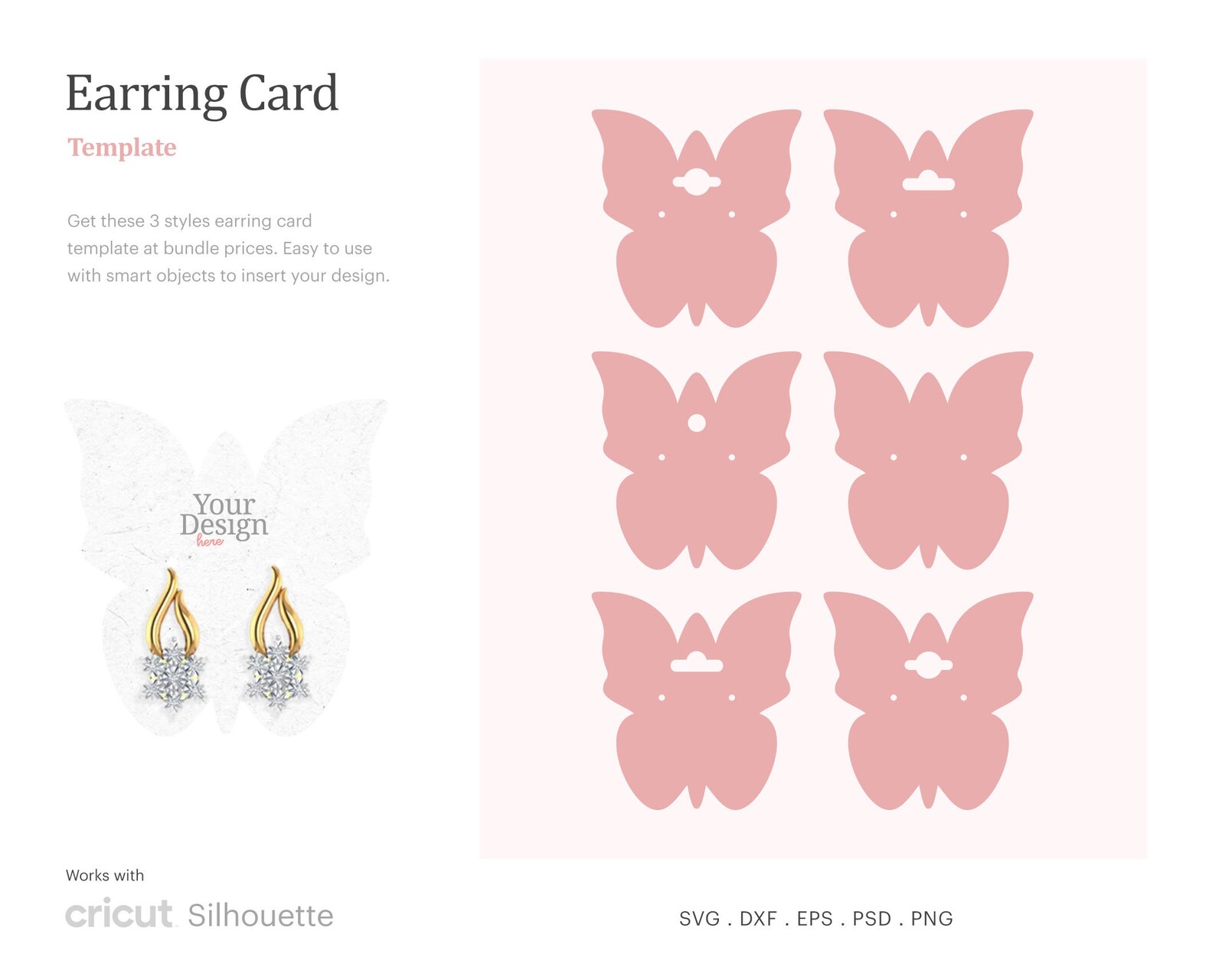 Earring Card Template Butterfly Shape Earring Card SVG - Etsy