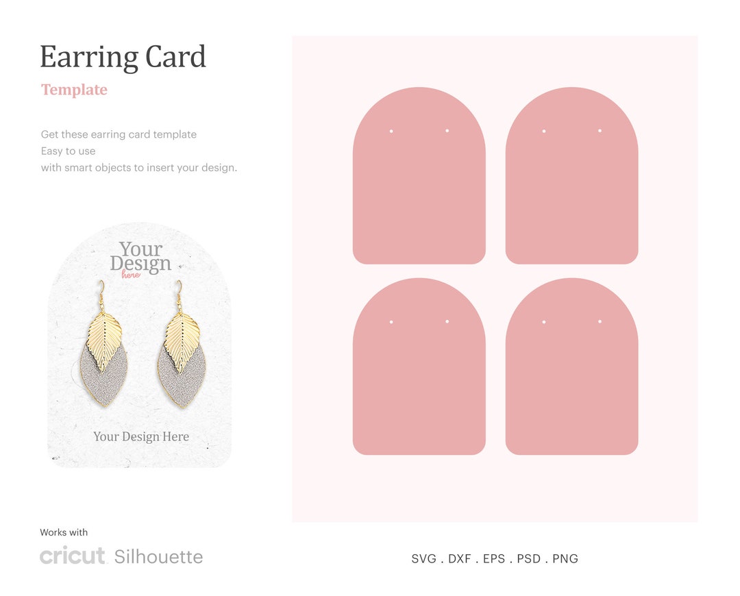 Earring Card Template 3" X 4", Earring Card SVG, Dangle Earring Card ...