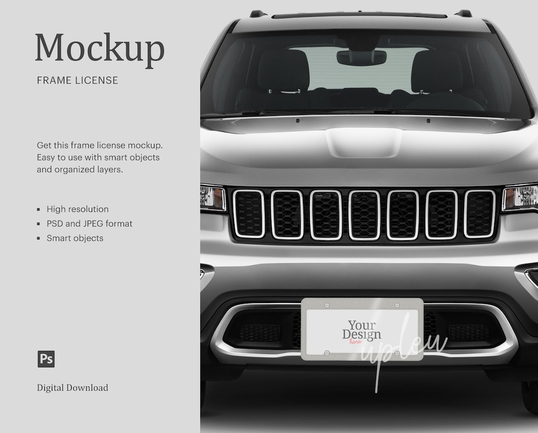 License Plate Frame Mock Up, License Plate on Front Car Mock Up ...