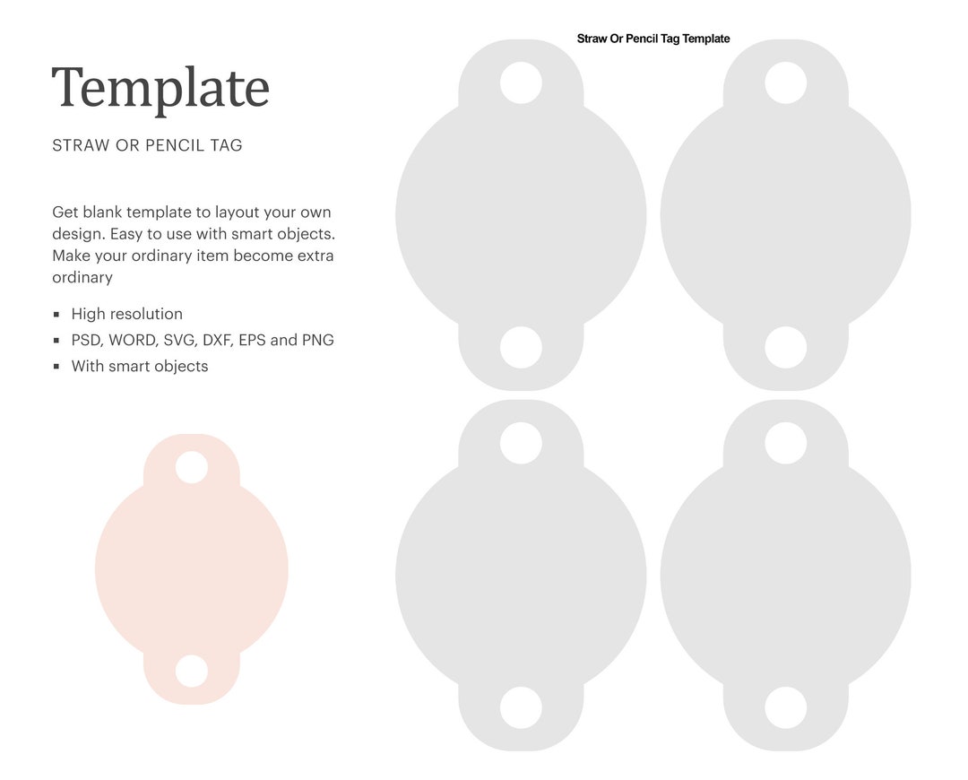 Straw Tag Blank Template, Pencil Tag Blank Template, Party Favor Straw ...