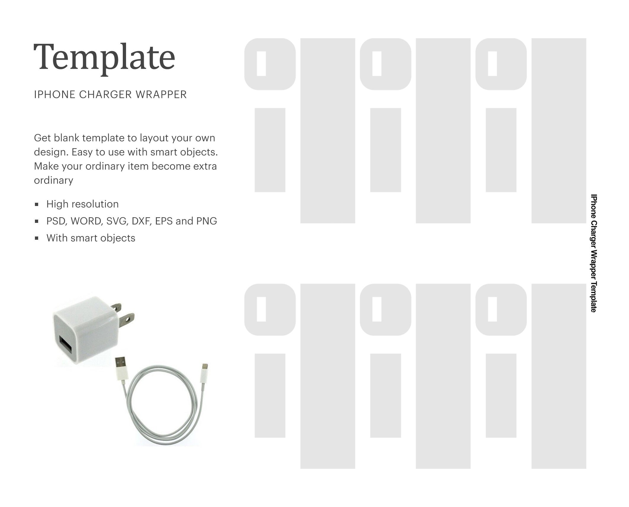Iphone Charger Blank Wrapper Template Charger Blank Label - Etsy UK