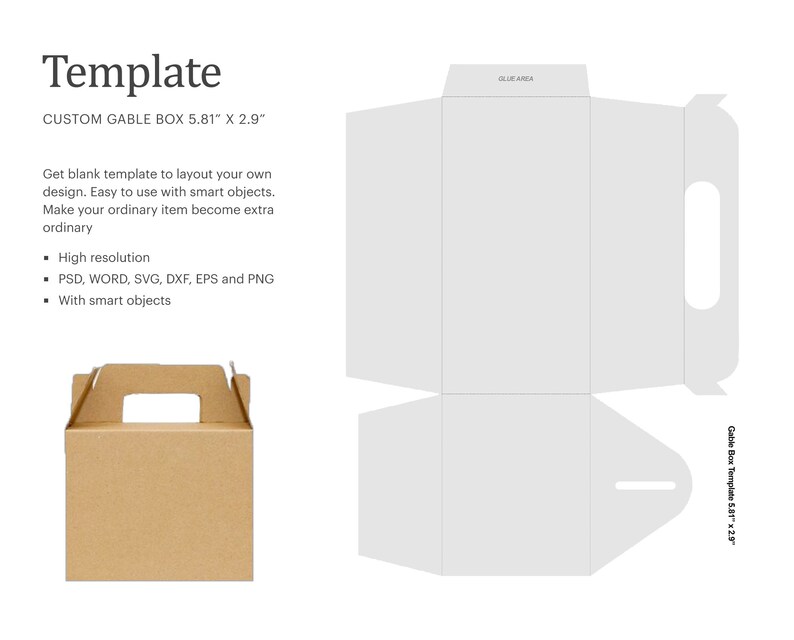 Gable Box Template 5 81x2 9 Gift Box Template Etsy