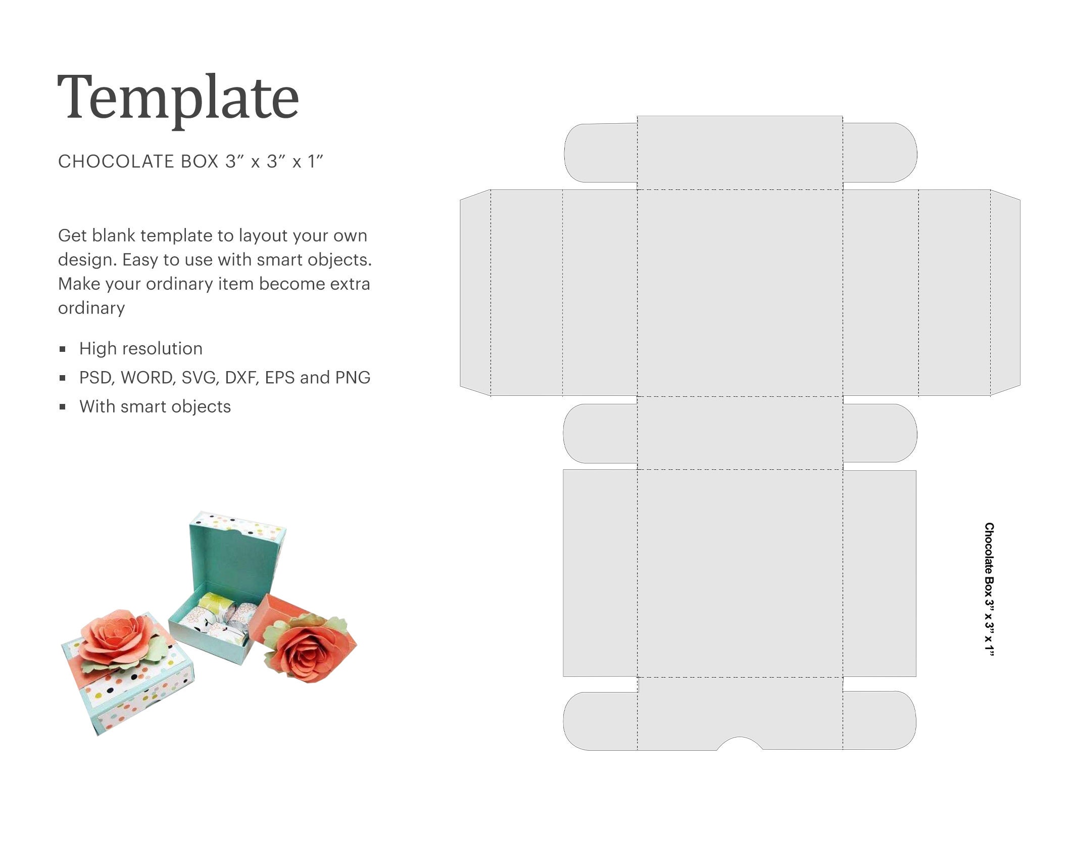 Chocolate Box Blank Template Gift Box Template Party Favor - Etsy