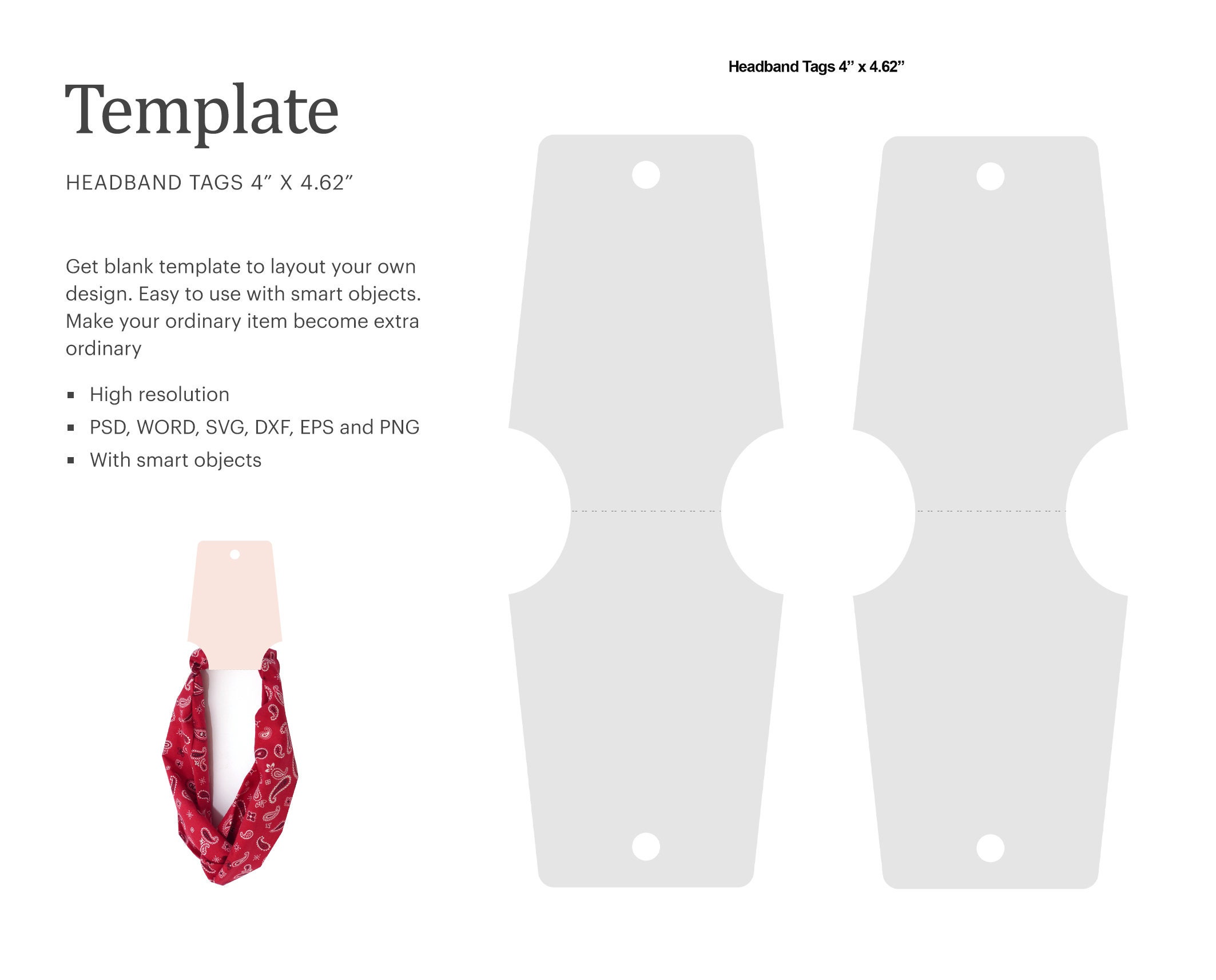 Headband Card Tag Template, Headband Folded Holder Display Blank ...