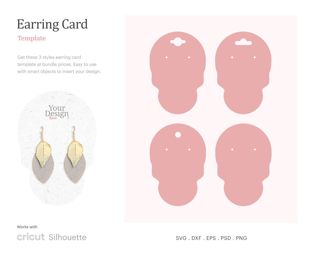 Earring Card Template, Earring Card SVG, Dangle Earring Card Holder ...