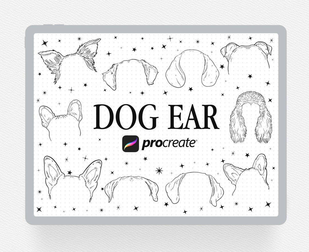 15 Dog Ears Procreate Stamp Brushes, Dog Ears Stamp Tattoo, Cute Pet ...