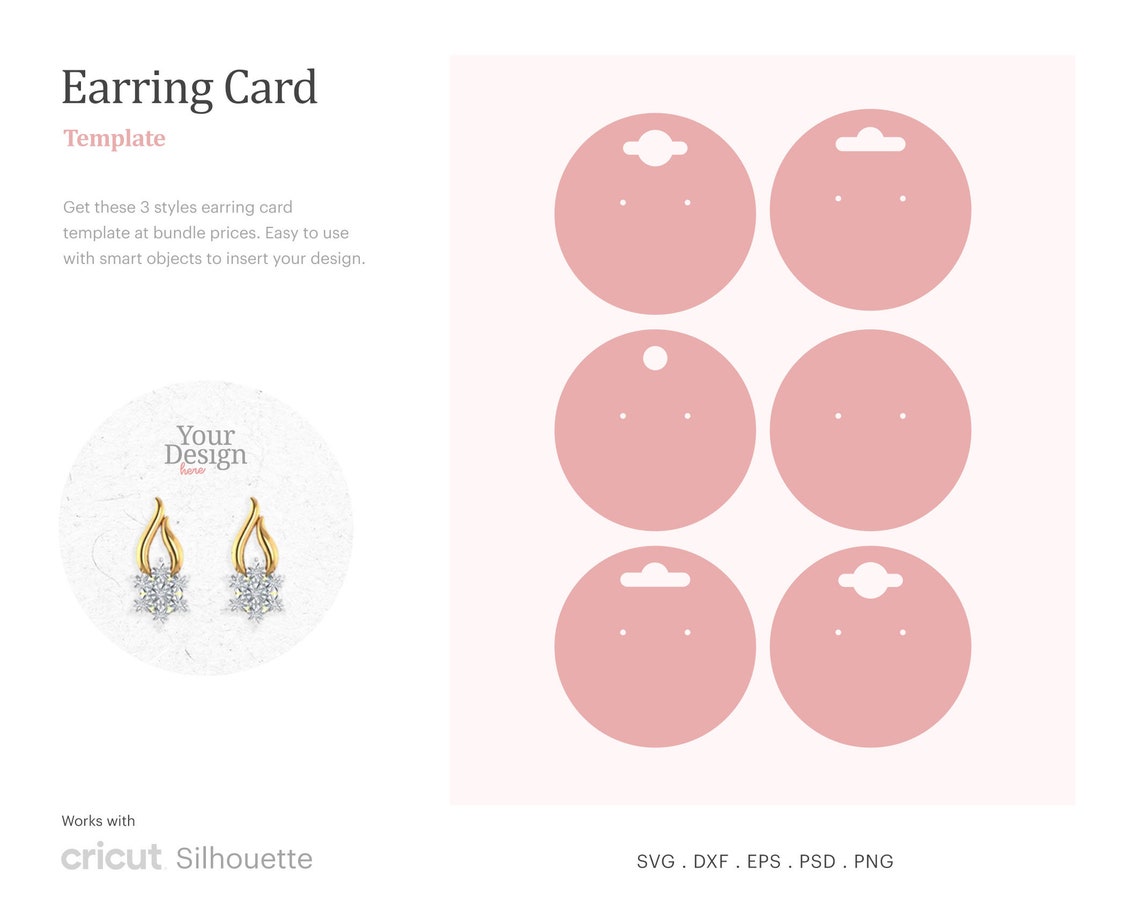 Round Earring Card Template Earring Card SVG Hook Earring - Etsy