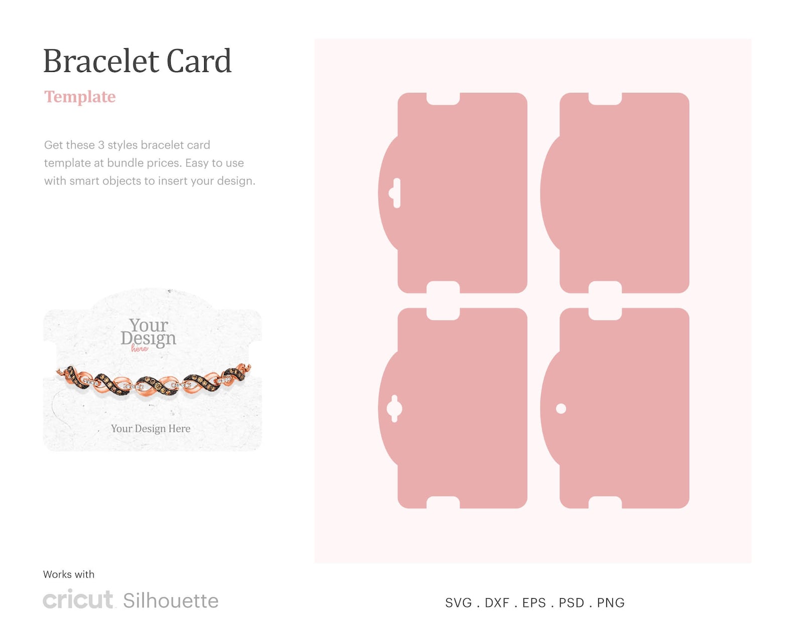 Bracelet Holder Card Template, Bracelet Hang Tag Card SVG, Bracelet ...