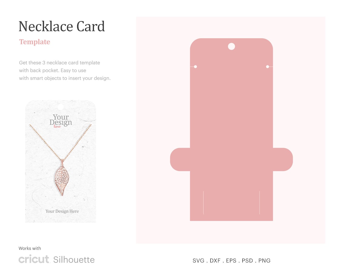 Necklace Display Card With Pocket Blank Template, Necklace Card SVG ...
