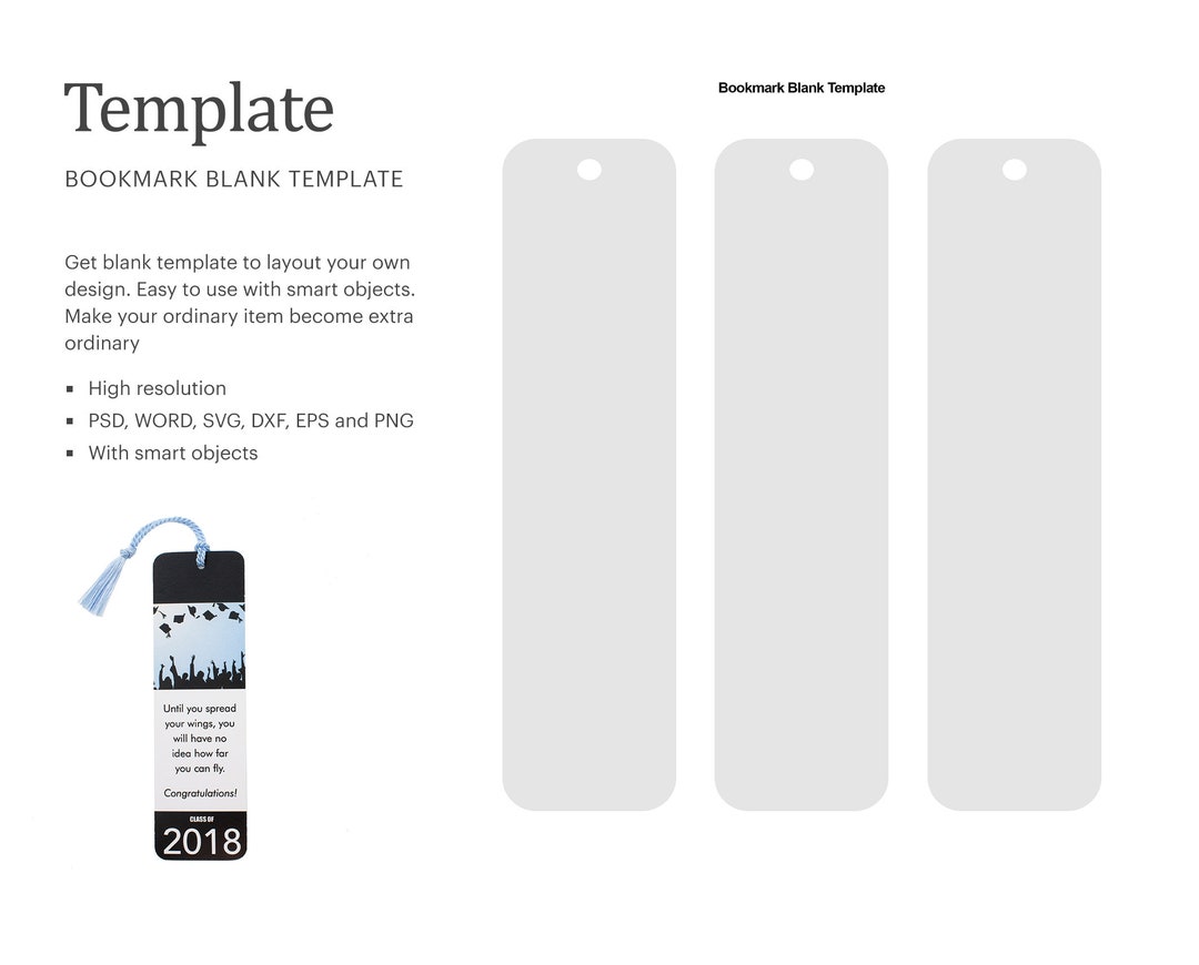 2" X 8" Blank Bookmark Template, Printable Bookmark Template | Cricut ...