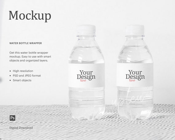 Water Bottle Wrapper Mockup Water Bottle With Stiped | Etsy