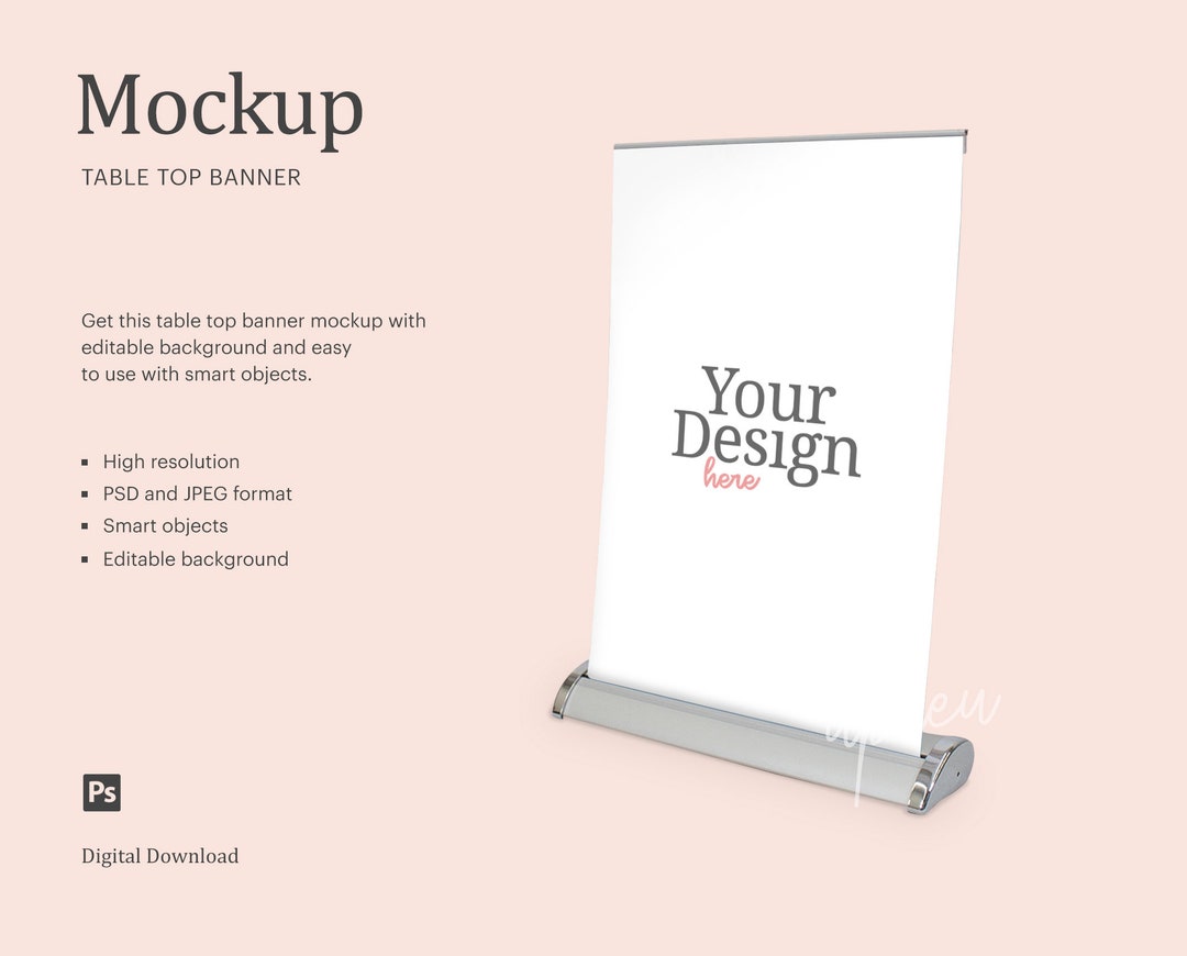 Table Top Banner Mock Up, Table Banner Mock Up, Rectractable Table ...