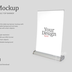 Table Top Banner Mock Up, Table Banner Mock Up, Rectractable Table ...