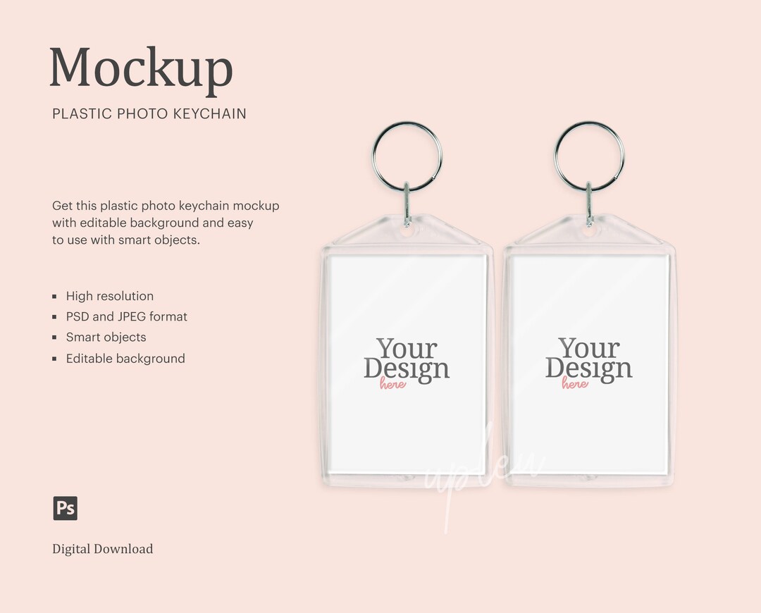 Plastic Photo Keychain Mock Up, Plastic Photo Frame Keyring Mockup, Bag ...