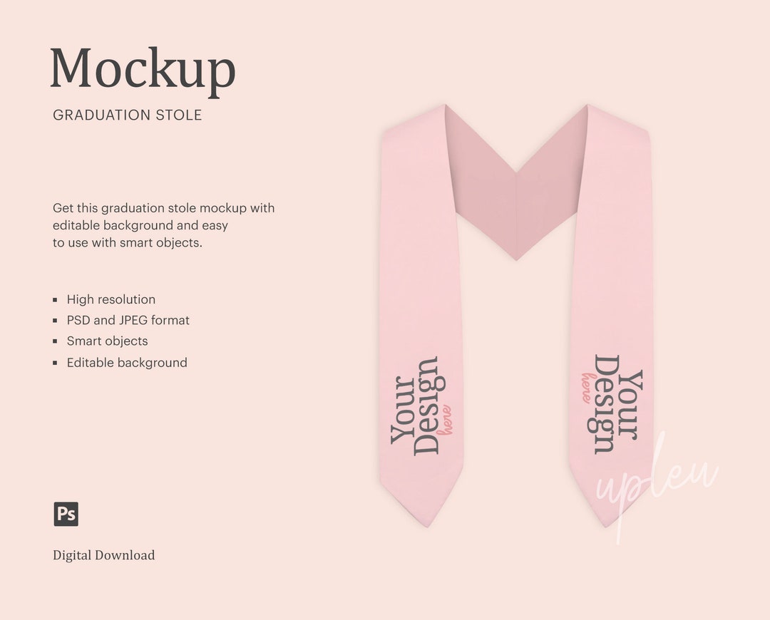 Graduation Stole Mock Up, Sublimation Graduation Stole Mockup ...