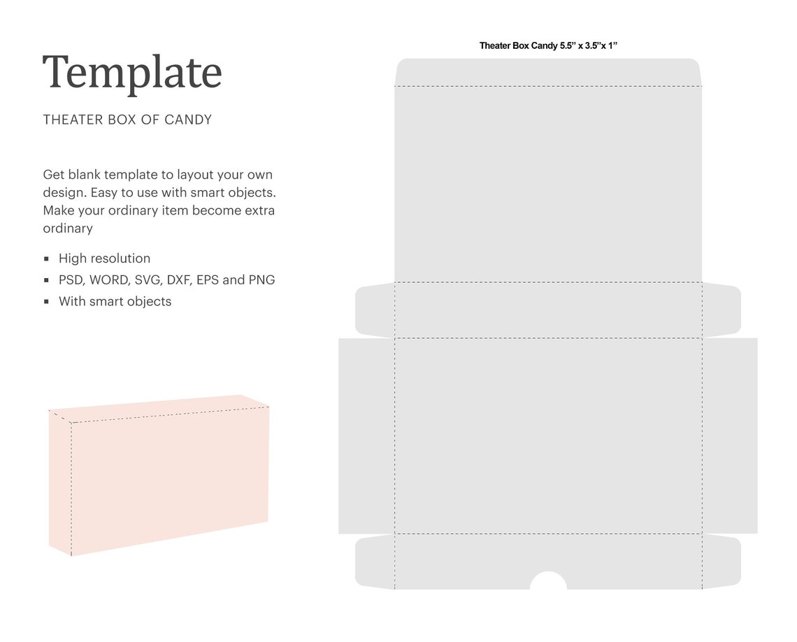 Candy Box Blank Template Blank Candy Box Template Party - Etsy