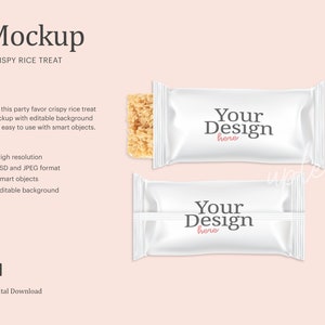 Party Favor Rice Treat Mockup, Crispy Rice Wrapper Mockup, Party Favors ...