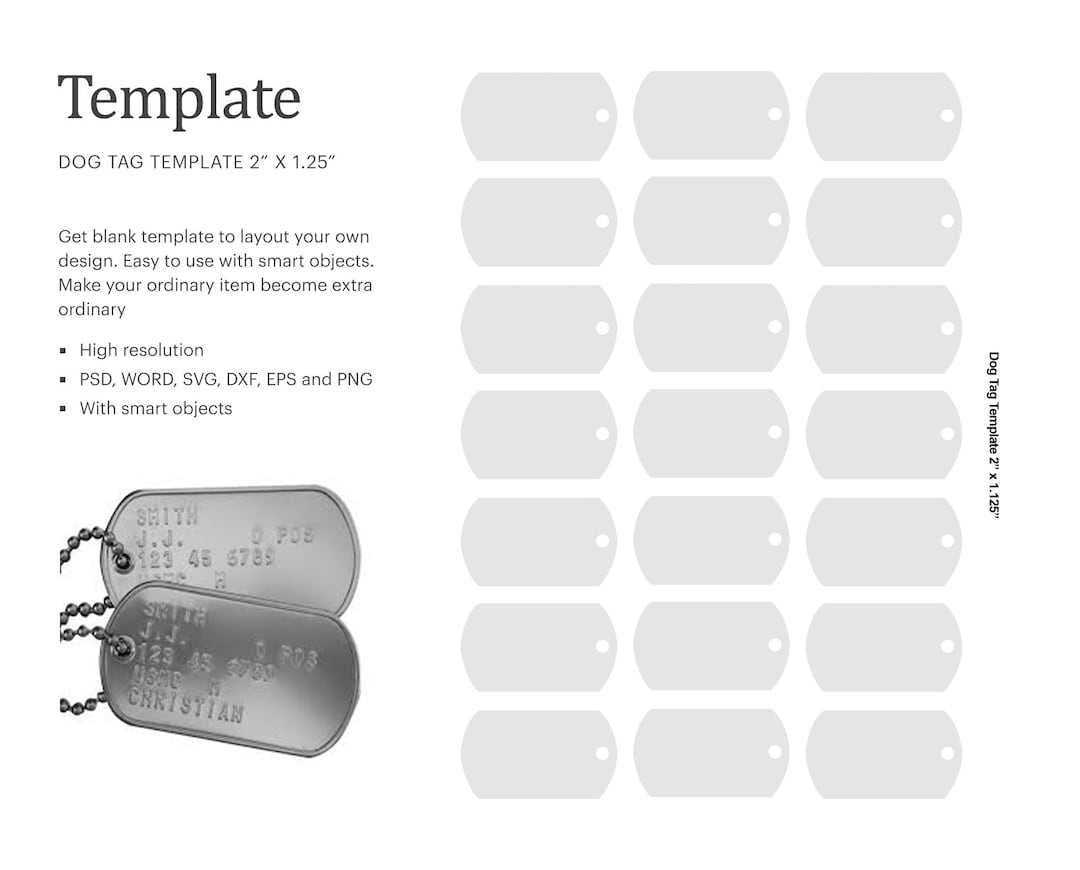 2" X 1.25" Dog Tag Blank Template, Pet Tag ID Blank Template | Cricut ...