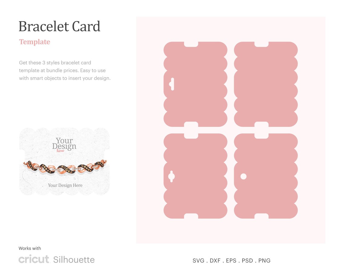Rectangle Scallop Bracelet Card Template, Bracelet Holder Card SVG ...