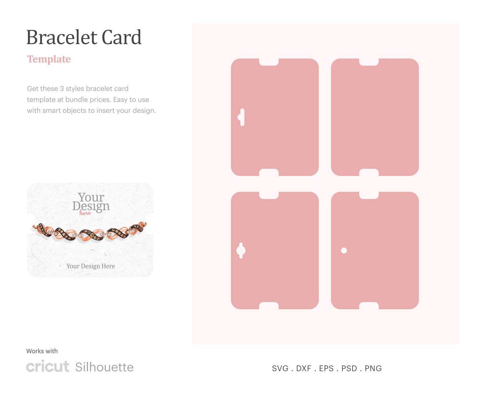 Rectangle Bracelet Card Template, Bracelet Holder Card SVG, Bracelet ...
