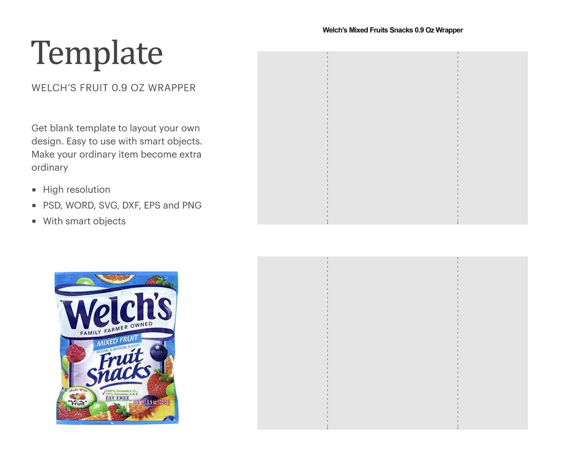 Mixed Fruits Snacks 0.9 Oz Blank Wrapper Template Party Favor - Etsy