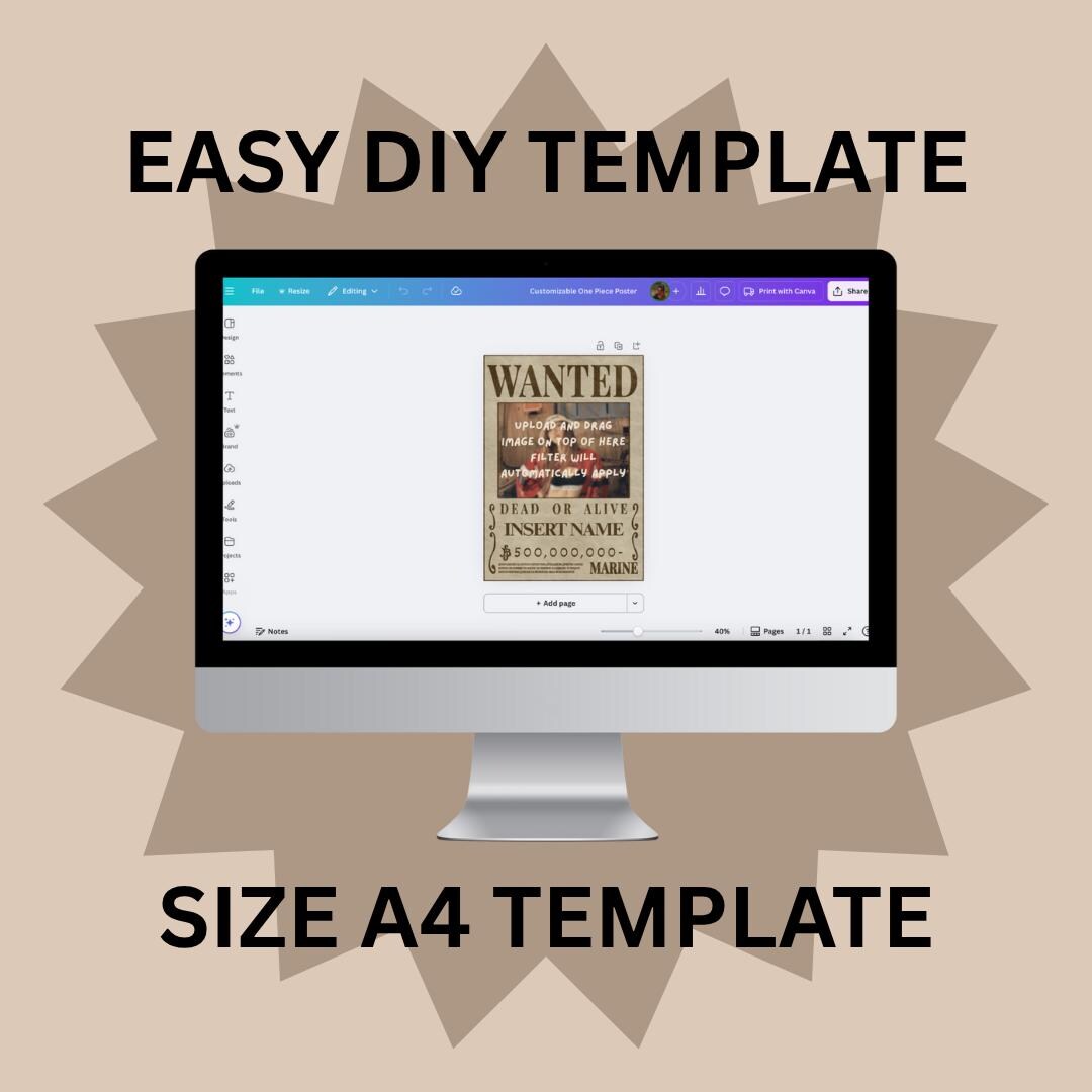 Customizable Wanted Poster Template, Editable One Piece Anime Inspired ...