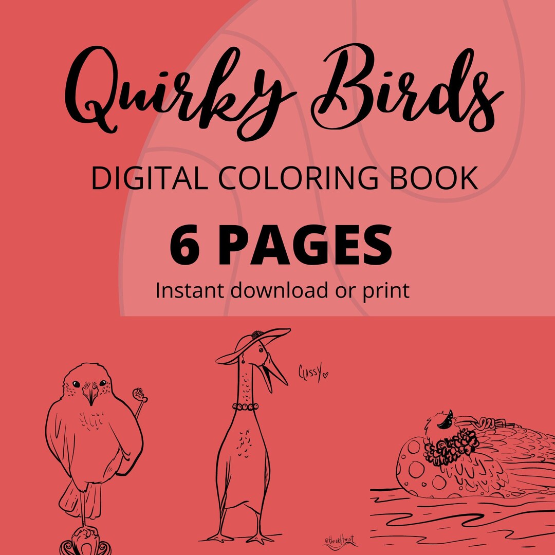 Quirky Birds Coloring Book L 6 Pages L Digital Download - Etsy