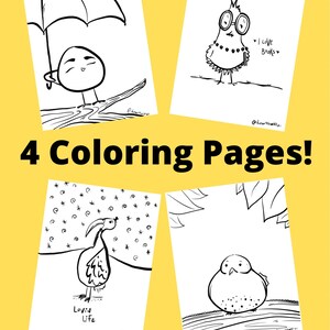 Funky Birds Coloring Book L 4 Pages L Digital Download - Etsy