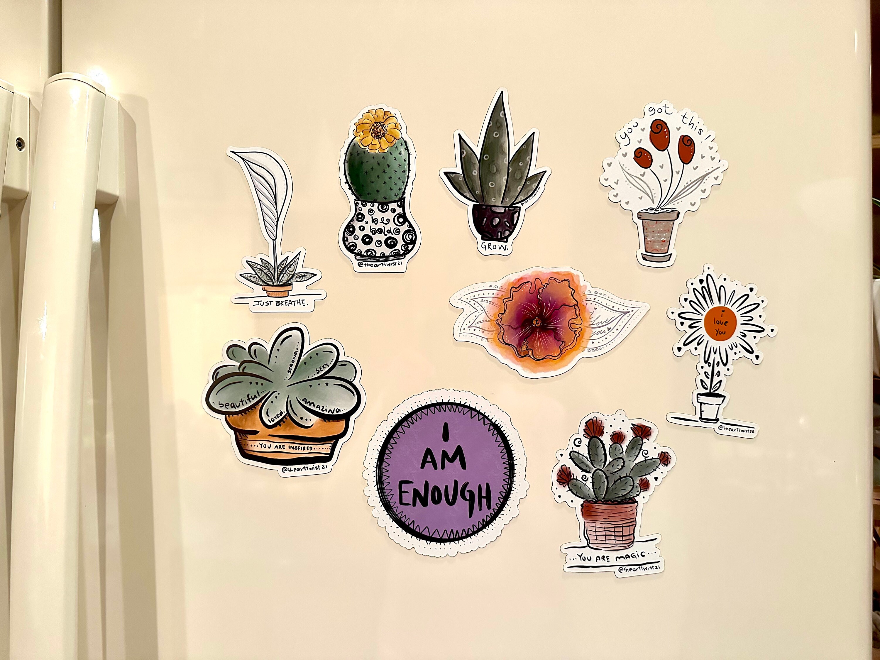 Positive Plant Magnets 12 Pack | Mirror Refrigerator Art - Etsy