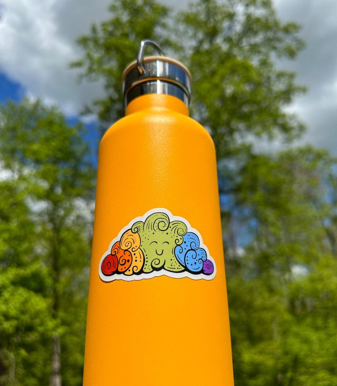 Rainbow Happy Cloud | Vinyl Weatherproof Sticker - Etsy