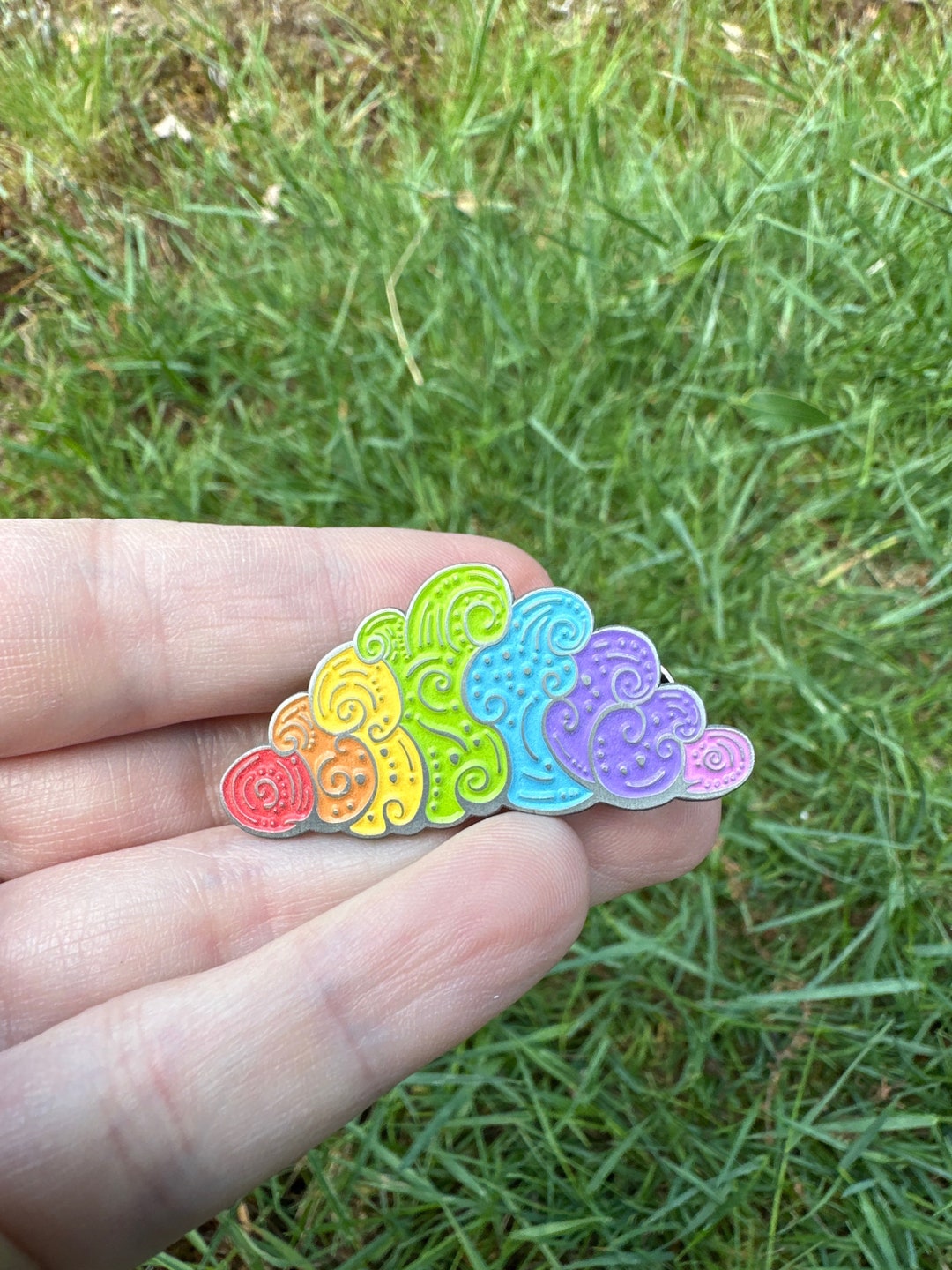 Rainbow Cloud Enamel Pin | Happy, Swirly, Soft Enamel Pins - Etsy
