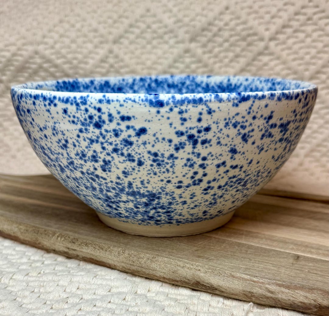 Wheel Thrown Blue and White Speckled Bowl - Etsy
