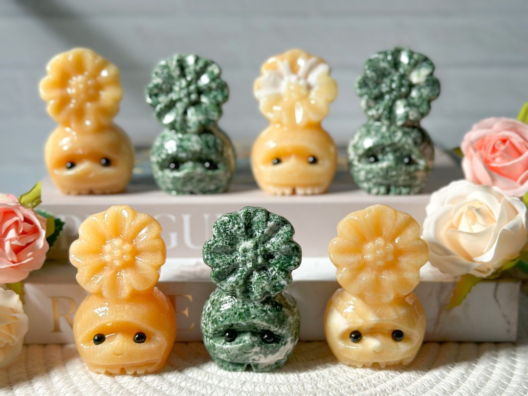 Orange Calcite & Qinghai Jade Sunflower Crystal Buddies - Etsy