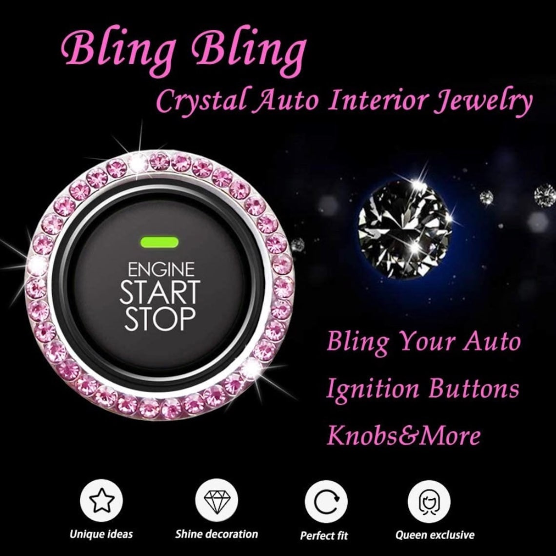 Car Bling Ring Emblem Car Accessories for Buttons & Knobs | Etsy
