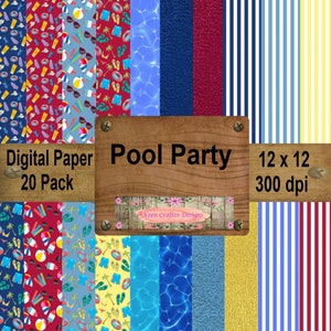 Pool Party Digital Paper 12 X 12 300 Dpi 20 Pack - Etsy Australia