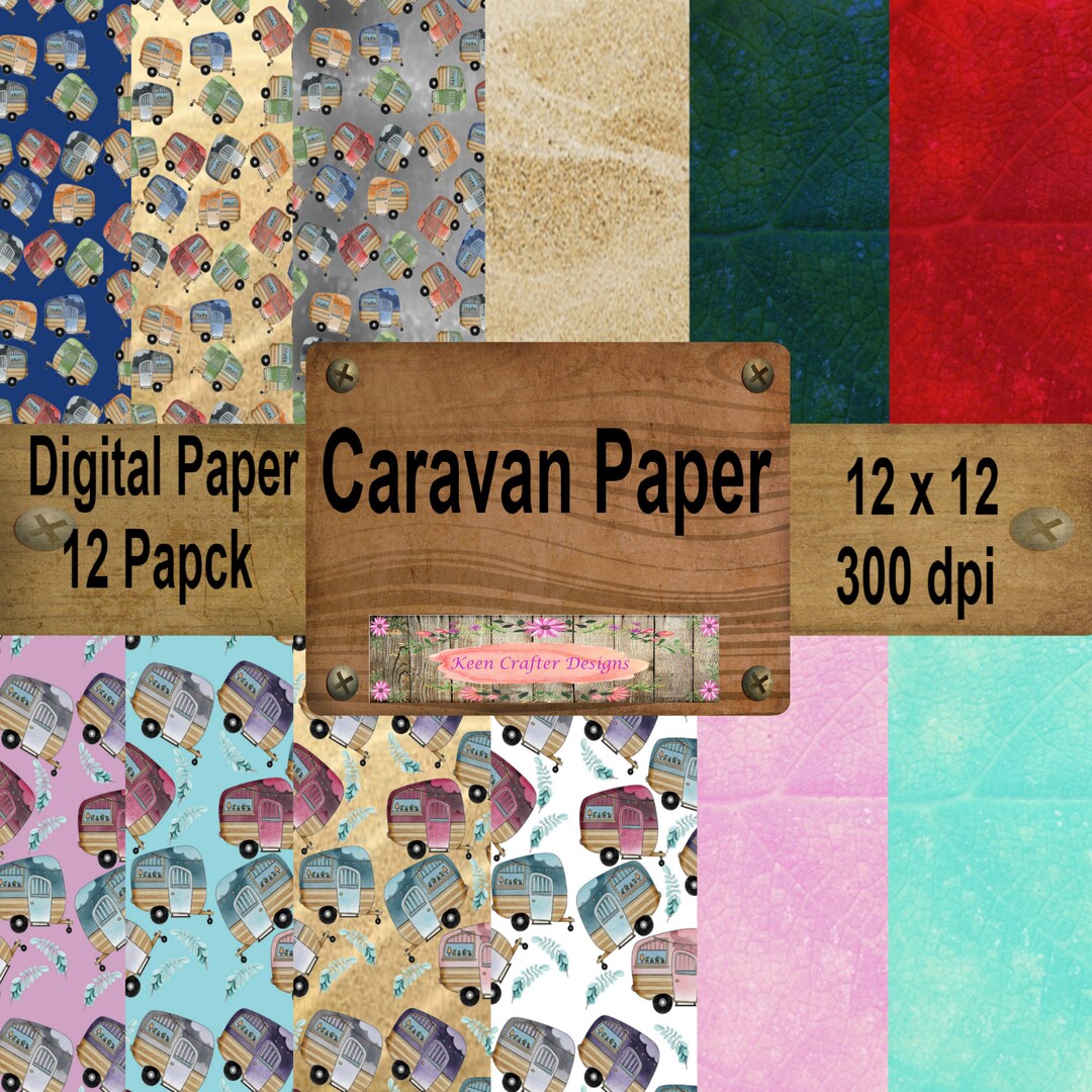 Caravan Digitaal Papier 12 x 12 300 dpi 12 Pack - Etsy Nederland