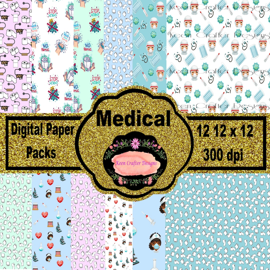 Medical Themed Digital Papers in Pastels 12 X 12 300 Dpi - Etsy