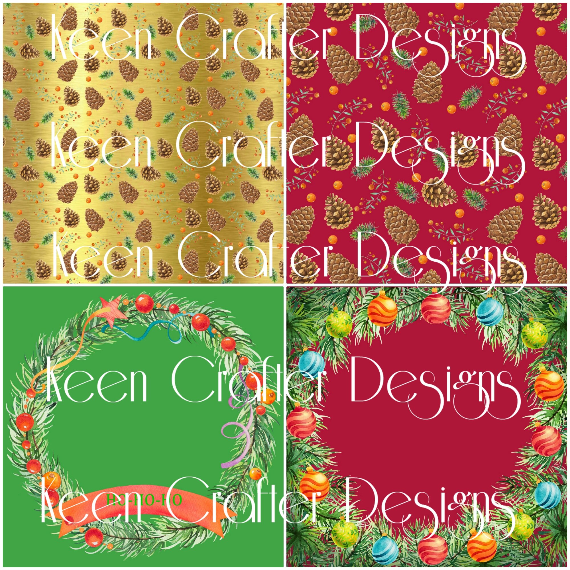 Christmas Digital Paper Traditional Colours 12 X 12 300 Dpi - Etsy ...