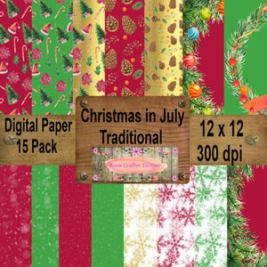 Christmas Digital Paper Traditional Colours 12 X 12 300 Dpi - Etsy ...