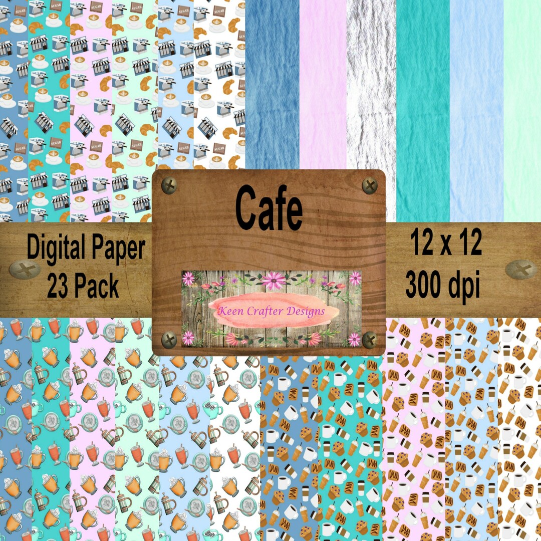 Cafe Themed Digital Paper Pack 12 X 12 300 Dpi - Etsy