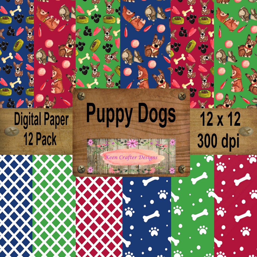 Puppy Dog Digital Paper 12 X 12 300 Dpi - Etsy