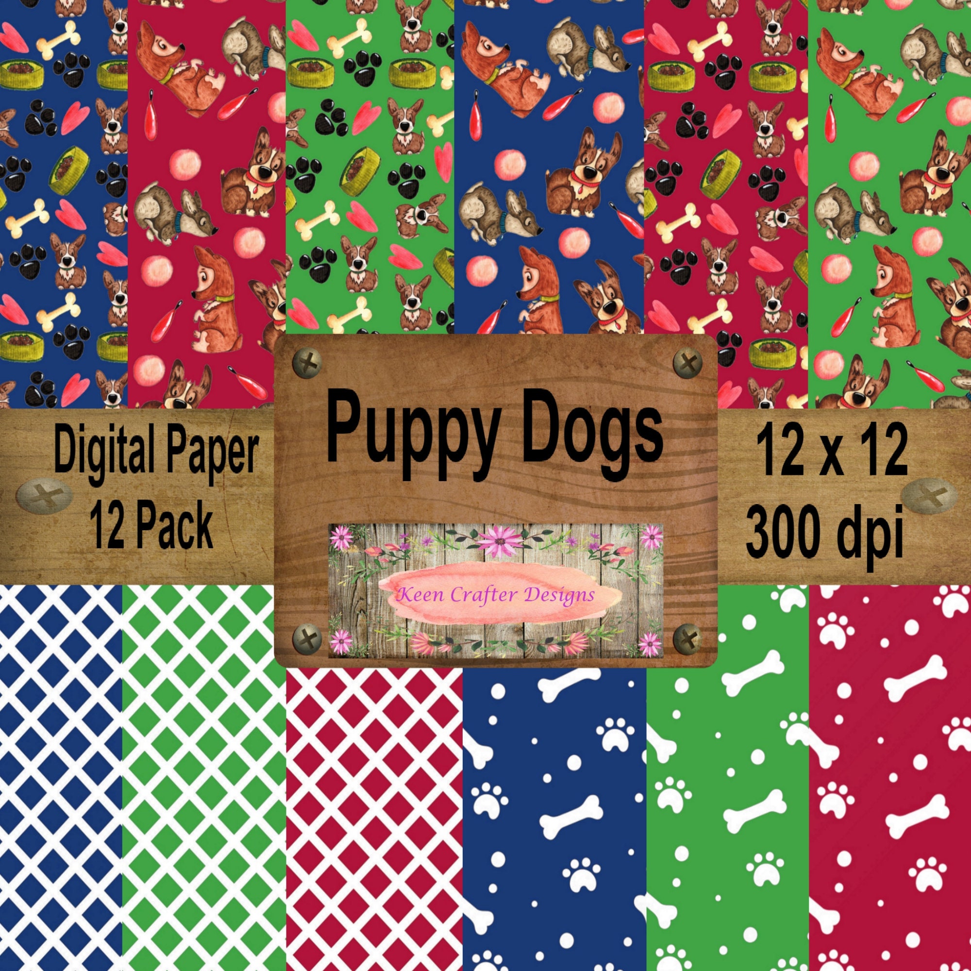 Puppy Dog Digital Paper 12 X 12 300 Dpi - Etsy