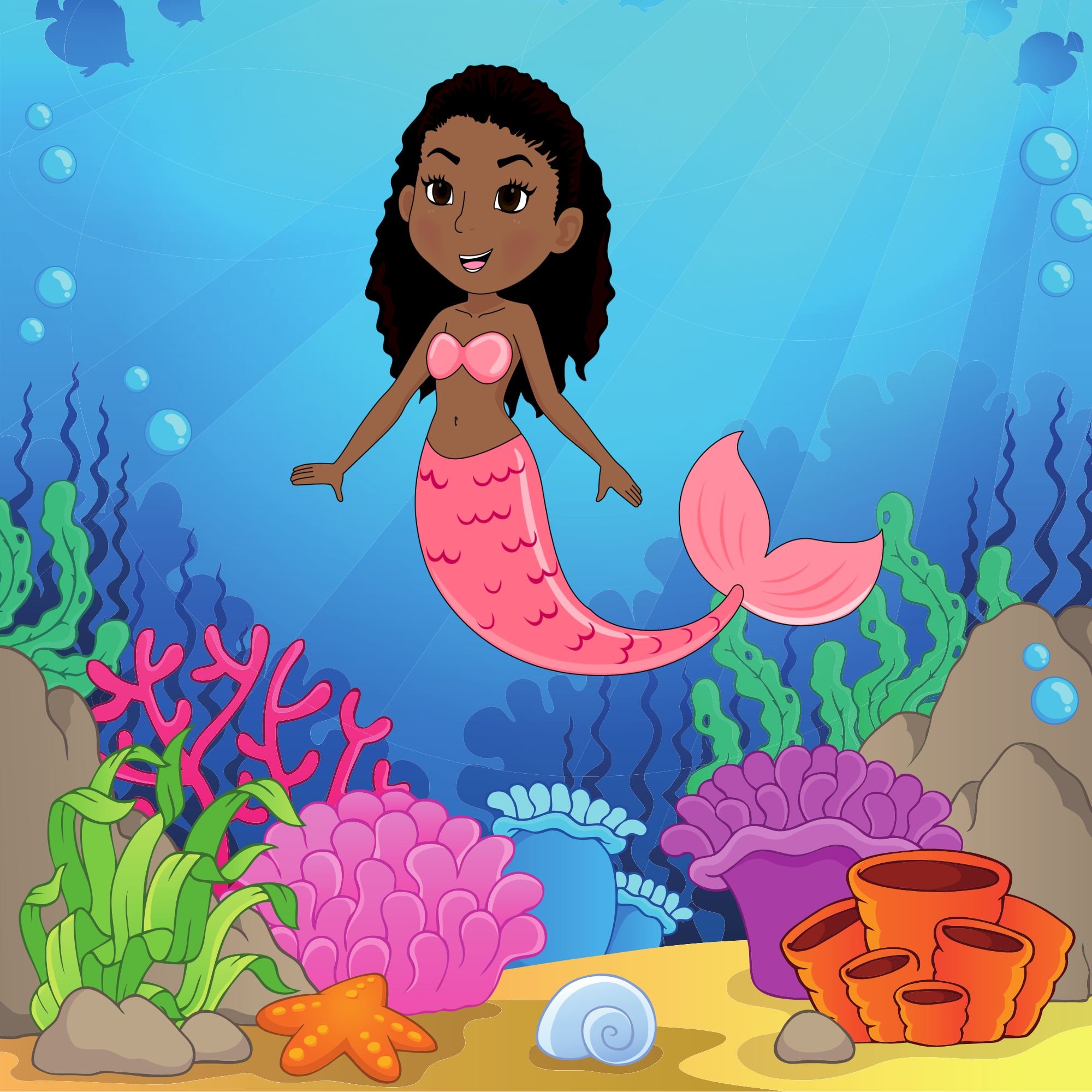 Little Mermaids Clipart, African American Girls, Two Pictures, PNG, JPG ...