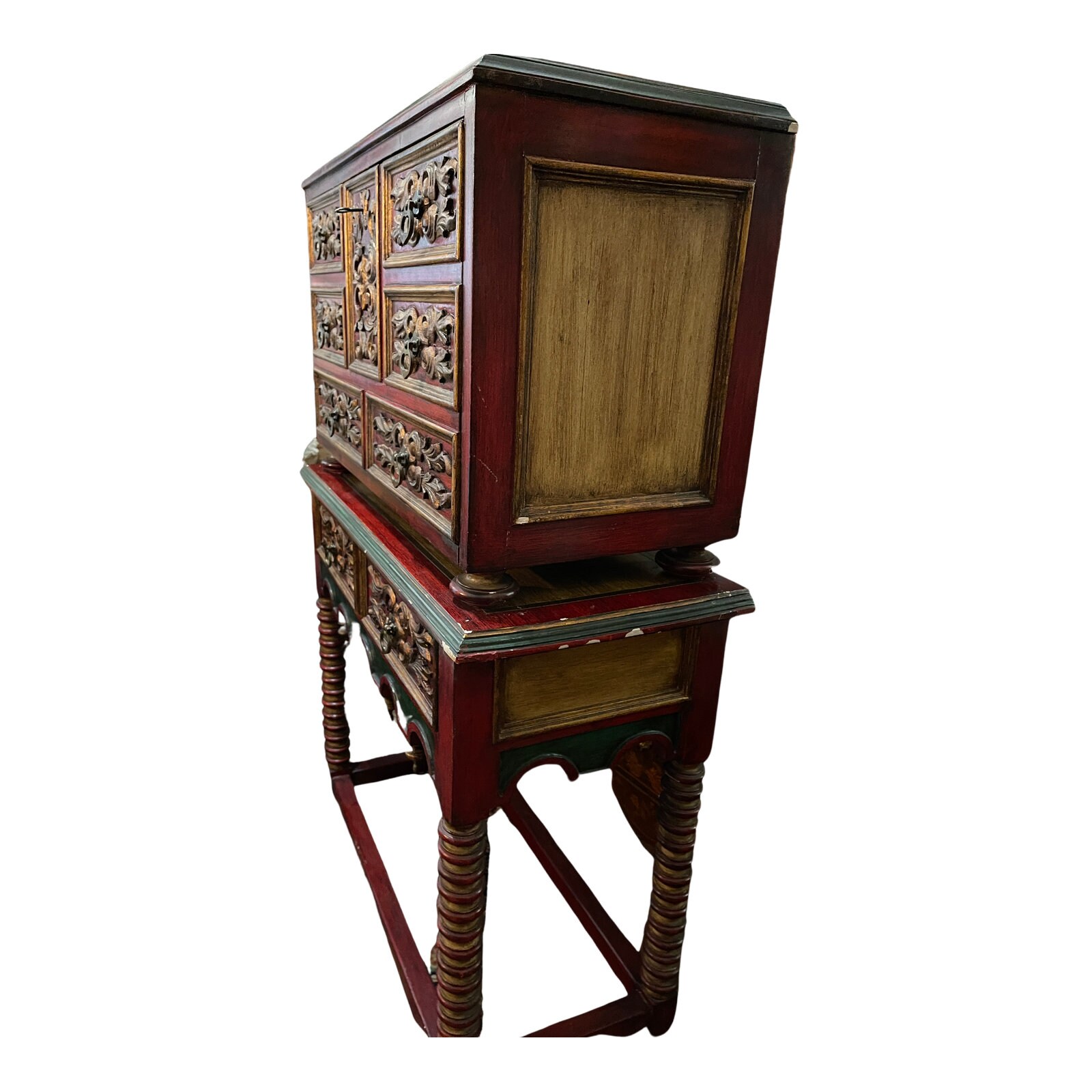 Double Body Cabinet, Mid-20th Century, Finely Paneled With Gilded Wood ...