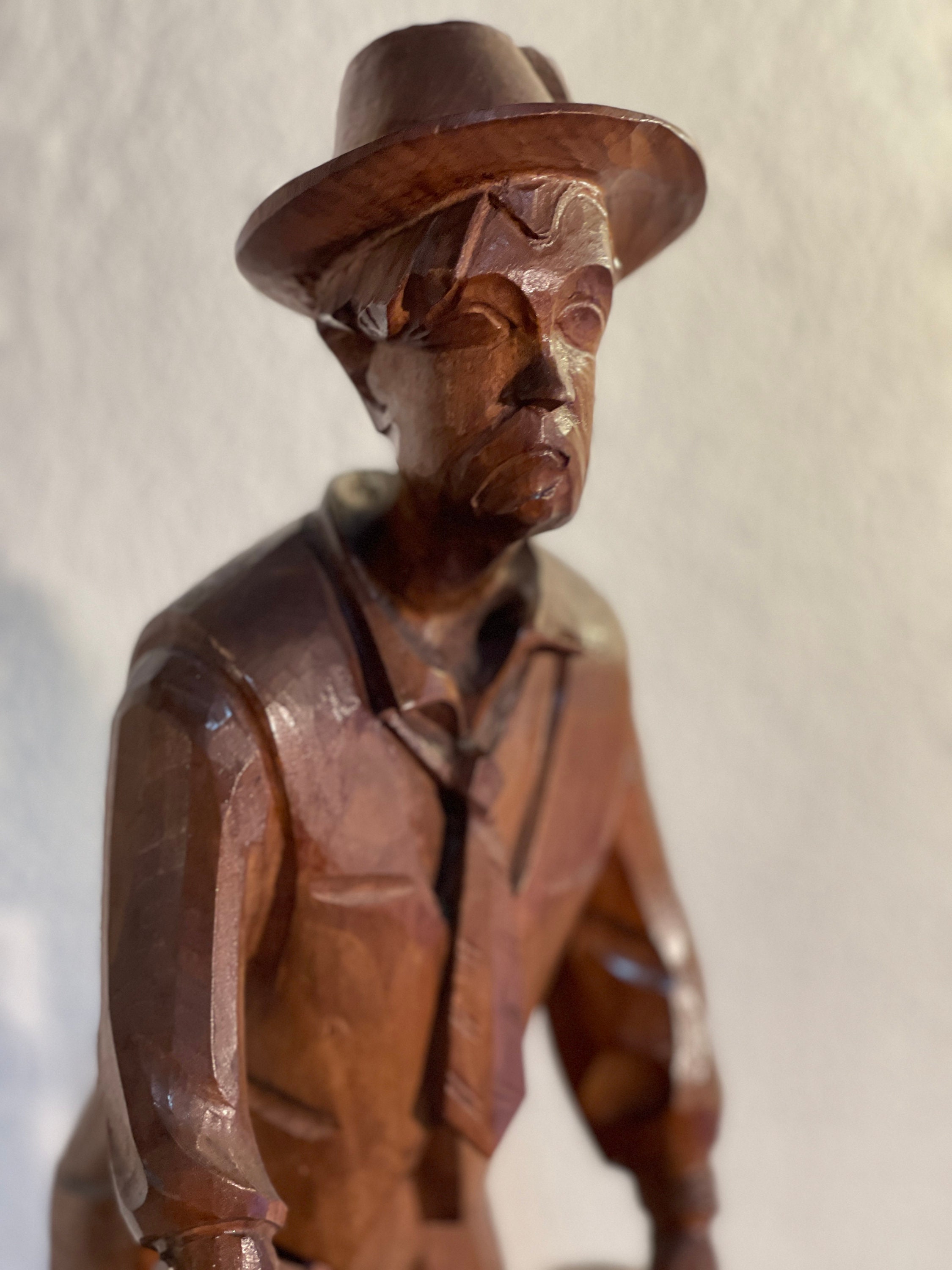 Vintage Tyrolean Wooden Statue, Subject That Holds Its Wooden Clogs and ...