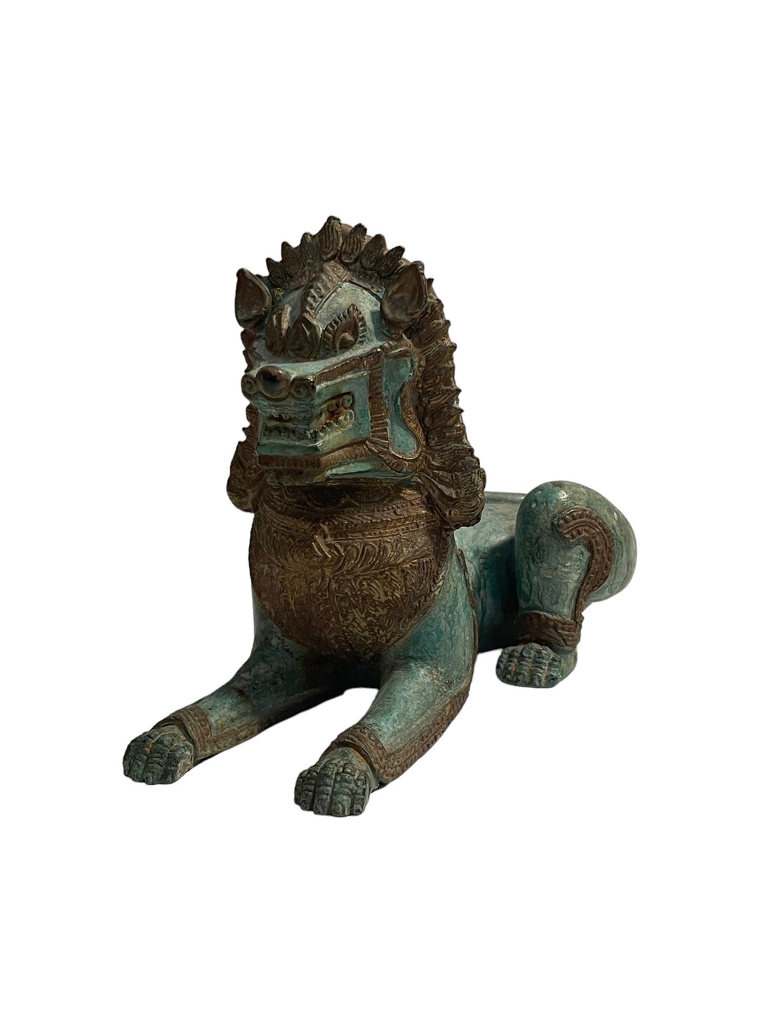 Bronze Temple Guardian Lion Statue, Thailand, 20th Century - Etsy