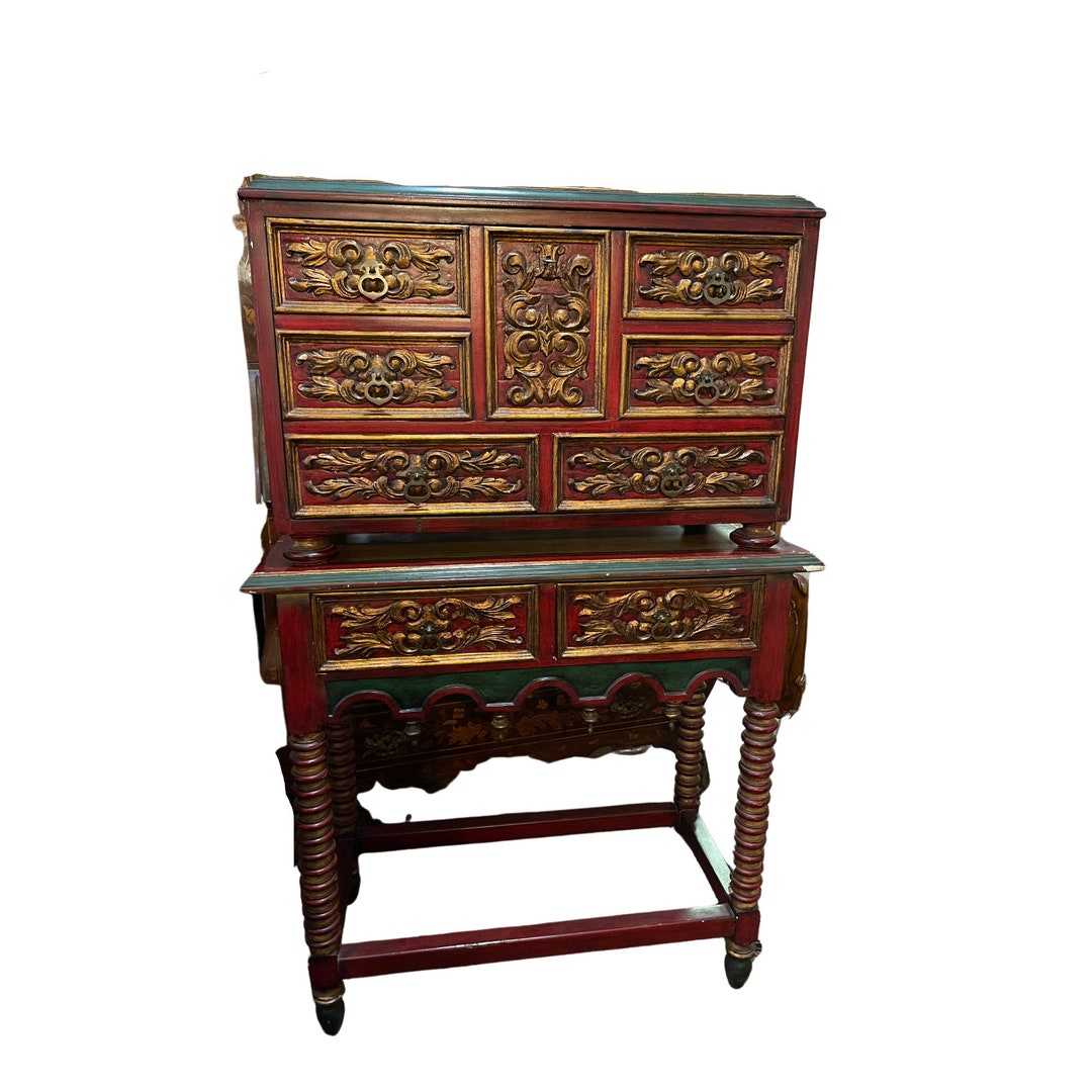 Double Body Cabinet, Mid-20th Century, Finely Paneled With Gilded Wood ...