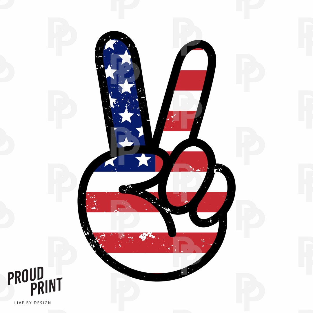 Retro Flag Peace Sign Hand American Svg. 4th July Svg. Patriotic SVG ...