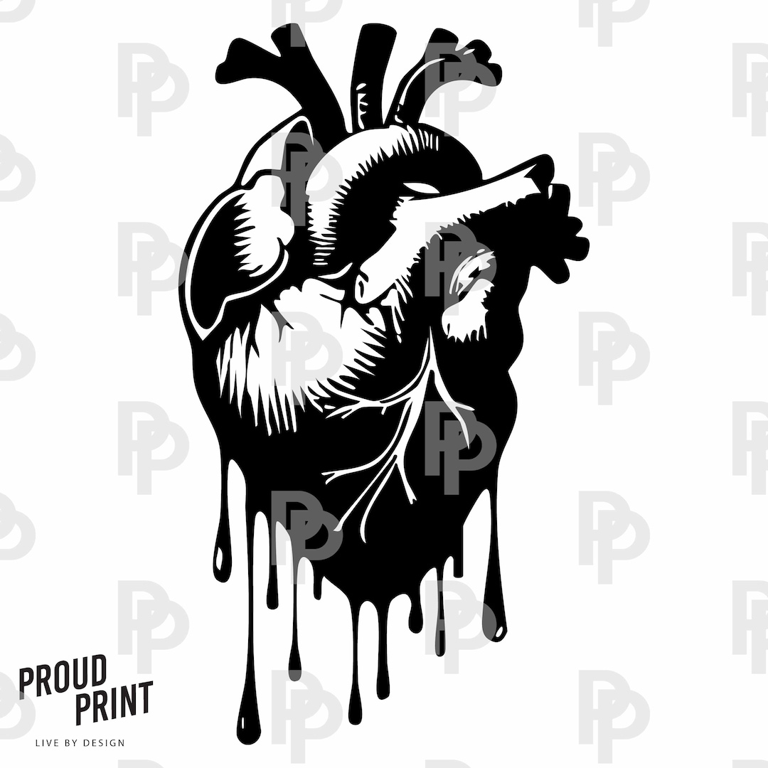 8 Dripping Anatomical Heart SVG. Bundle Dripping Heart Silhouette ...