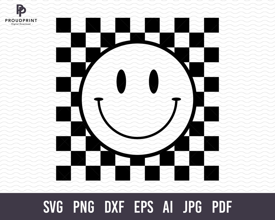 Smiley Face Svg. Checkered Smiley Face Svg. Emoji Face Svg. - Etsy